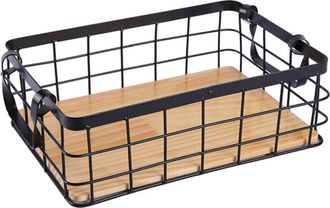 Pretyzoom Aufbewahrungskorb Schwarz Aus Eisen F&uuml;r Dekoration Und Lagerung Praktisch Mit Griff F&uuml;r K&uuml;che Oder Schreibtisch Robust Und Umweltfreundlich