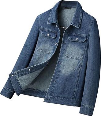 Generic Veste en jean classique vintage pour homme avec poches poitrine, bleu, 7XL