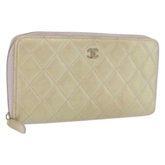 Chanel Portefeuille long vintage doccasion - Femme - Pre-owned - Beige - Taille: ONE Size