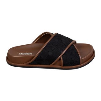 Max Mara Femme, Chaussures, Noir, Taille: 38 EU Peonie Embroidered Slides