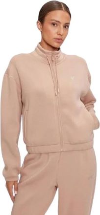 Guess Femme, Sweatshirts et sweats &agrave; capuche, Beige, Taille: 38 FR Cecilia Scuba Zip