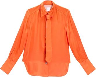 Paul Smith Femme, Blouses et Chemises, Rouge, Taille: 38 FR Camicia Seta Cravatta