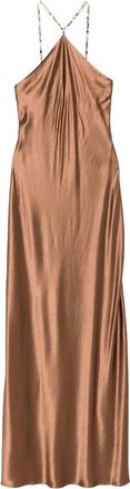 Staud Cadene Beaded-strap Satin-finish Maxi Dress
