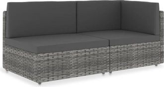 vidaXL Modulares 2-Sitzer-Sofa Poly Rattan Grau Vidaxl