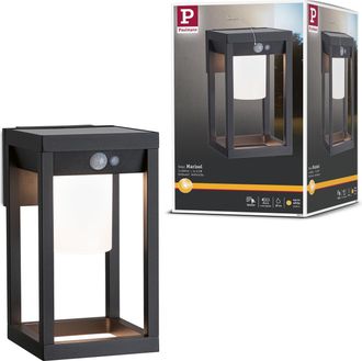 Paulmann 94572 LED Solar Außenwandleuchte Marisol mit Bewegungsmelder IP44 incl. 1x5,5 W Warmweiß Schwarz kabellos Kunststoff 3000 K