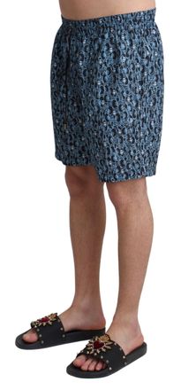 Dolce & Gabbana Mens Blue Patterned Print Beachwear Shorts Swimwear Polyester
