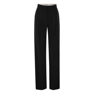 Elisabetta Franchi Femme, Pantalons, Noir, Taille: 40 FR Straight Pantalons