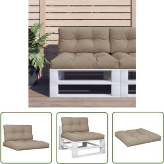 vidaXL The Living Store Coussins de palette lot de 2 taupe tissu - Coussins Exterieurs - Coussins De Terrasse - Coussins De Jardin - Coussins Design