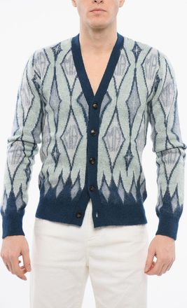 Amiri Cardigan aus Mohair-Mix mit Diamond-Muster Amiri