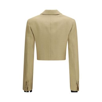 Max Mara Womens Beige Linen Denim Jacket Clothing