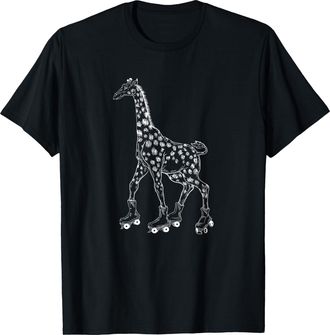 Seembo Giraffe Skating Rollschuhe Derby Skater Lustiges Tier T-Shirt
