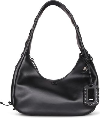 Ganni Femme, Sacs, Noir, Taille: ONE Size Sac Hobo Medium &agrave; Lacets