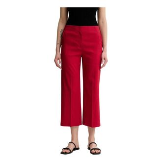 Theory Wide Crop Pant in Good Linen - - Trousers - Damen - Rot - XS