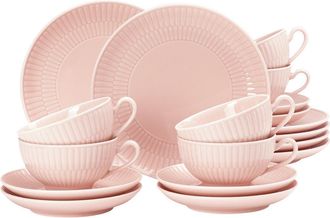 SELTMANN WEIDEN 4052212140100 Teeservice 18-teilig klein, Teeobertasse 0,14l, Untertasse 13,5cm, 6X Brotteller 16cm, Porzellan