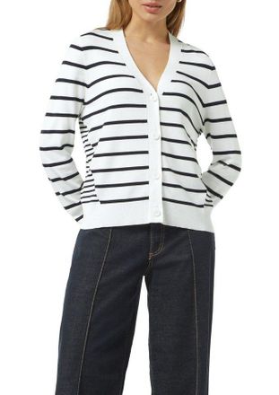 Comma Strickjacke mit V-Ausschnitt und in Streifen-Optik