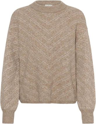 Kaffe Rundhals-Strickpullover - - Knitwear - Damen - Beige - XS