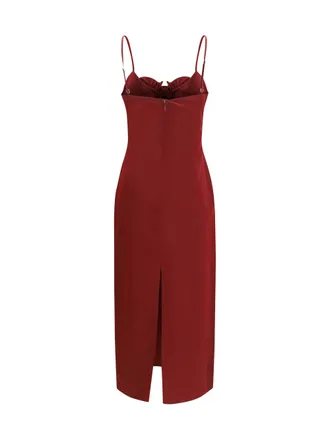 Magda Butrym Womens Flower Detail Midi Dress Bordeaux Cotton; Silk Swimwear