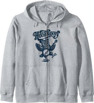 Giant Step Design Co. Hootenanny! Funny Banjo Owl Country Bluegrass Cottagecore Kapuzenjacke