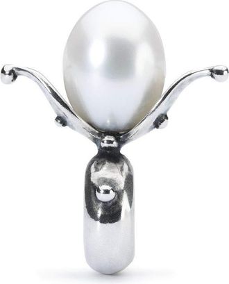 Trollbeads Damen-Bead Keimende Spacer 925 Silber Perle weiß - TAGBE-00213