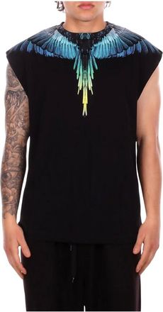 Marcelo Burlon Homme, Tops, Noir, Taille: M Canotta Logo Frontale