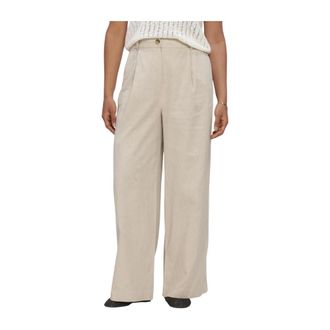 Modstr&ouml;m Galemd Leinenhose mit weitem Bein - - Trousers - Damen - Beige - S