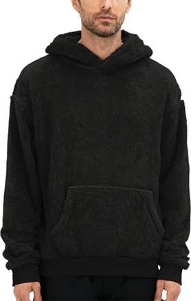 Generic Sweat &agrave; capuche doubl&eacute; Sherpa pour homme - Sweat &agrave; capuche en polaire de couleur unie pour lautomne et lhiver - Coupe ample - V&ecirc;tements d&eacute;contract&eacute;s &agrave;
