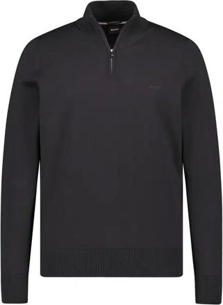 HUGO BOSS Herren Pullover schwarz Merinowolle unifarben