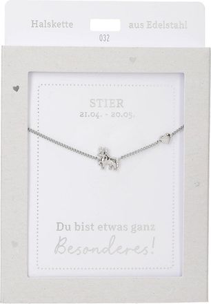 Depesche 13895.32 Halskette mit Stier und Herz, versilbert, variabel in der Länge tragbar (42 cm + 5 cm), als Geschenk oder kleine Aufmerksamkeit