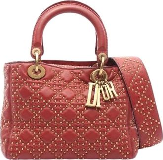 Dior Pre-owned Sac &agrave; main Lady Dior en cuir - Femme - Pre-owned - Rouge - Taille: ONE Size