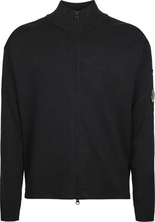 C.P. Company C.p. Company, Homme, Pulls, Noir, Taille: M Cotton Sea Island Zipped Lens Cardigan