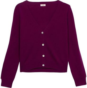Oltre Femme, Pulls, Violet, Taille: 44 FR Cardigan en laine et cachemire