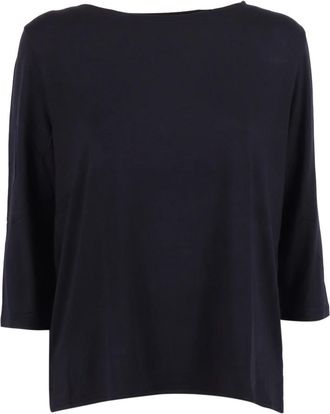 Majestic Filatures Femme, Pulls, Bleu, Taille: 38 FR T-Shirt &agrave; encolure bateau
