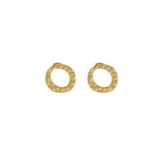 Dansk Copenhagen SOL Waterproof 18K Gold Plated Post Earrings - Hammered Stainless Steel - Femme - Accessoires - Jaune - Taille: ONE Size