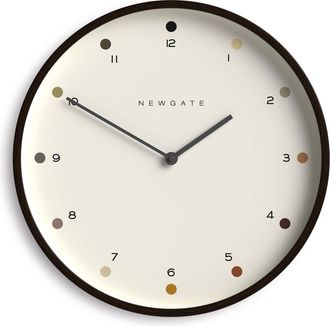 Newgate Watches Mr Clarke wanduhr | Große skandinavisch inspirierte sperrholzuhr | 40cm | Gehäuse aus dunklem Holz mit Designer dot zifferblatt | Modernes minimalisti