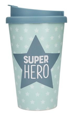 Depesche 2180.002 To-Go Becher aus Kunststoff mit Spruch, 350 ml, wiederverwendbar, Super Hero