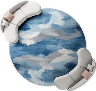 Generic 180 cm Tapis Rond en Laine synth&eacute;tique - Motif Moderne Abstrait Rayures antid&eacute;rapant Lavable Tapis pour Chambre denfant Salle &agrave; Manger Salle de Jeux B