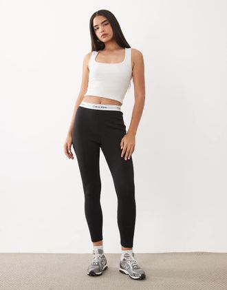 Calvin Klein Gerippte Leggings in Schwarz