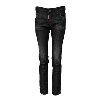 Dsquared2 Schwarze Skinny Jeans mit Logodetails - - Jeans - Damen - Schwarzk - XS