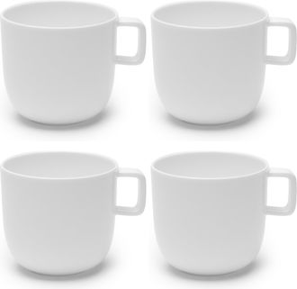 Serax Piet Boon Kaffeetassen | Untergeschirr | 4 Porzellantassen in weiß glasiert | wiederverwendbar für heiße Getränke | Tassen-Set für zu Hause | Espresso