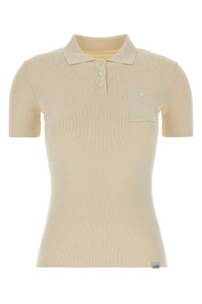 Maison Margiela Ribbed Cotton Polo Shirt - Beige