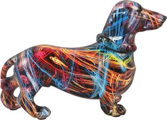 Garneck Bunte Resin Dackel Skulptur Gl&auml;nzende Dachshund Figur Handgefertigte Filigrane Hund Dekoration f&uuml;r Wohnzimmer B&uuml;ro Kompaktes Langlebiges Haustier Orna