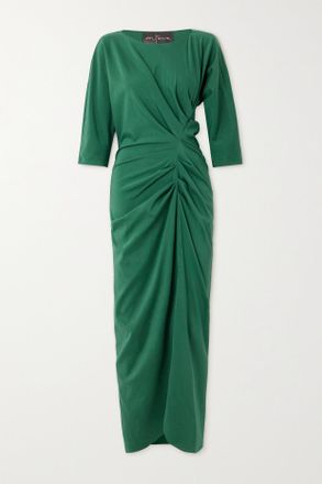 Cortana + Net Sustain Fedora Maxikleid Aus Einer Seidenmischung Mit Raffungen - Gr&uuml;n