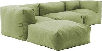 Oviala Oviala - Canap&eacute; de jardin modulable 4 places - Tissu Olefin r&eacute;sistant aux intemp&eacute;ries - Structure en acier inoxydable - Dimensions 255x85x65cm