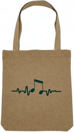 Fabulous Sac Shopping Tote Bag Aspect Lin - Musique Cardiogramme Musicien Instrument Note - Sac de Courses Toile Epaisse 360g Beige Naturel Cabas Port&eacute; Epaule 