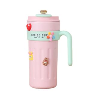 Generic Kaffee-Reisebecher - Thermobecher mit Griff, Temperaturanzeige, auslaufsicherer Deckel, Edelstahl, doppelwandige Vakuumflasche f&uuml;r Sport, Arbeitsplatz