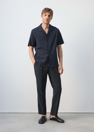 Mango Chemise 100 % coton regular-fit bleu marine fonc&eacute; - Homme - XXL - MANGO MAN