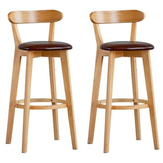 Generic Barhocker-Set (2Er-Set), Tresenh&ouml;he 61/71/81 cm mit R&uuml;ckenlehne, Rustikale Barhocker mit Kunstlederbezug und Holzbeinen f&uuml;r Die K&uuml;cheninsel