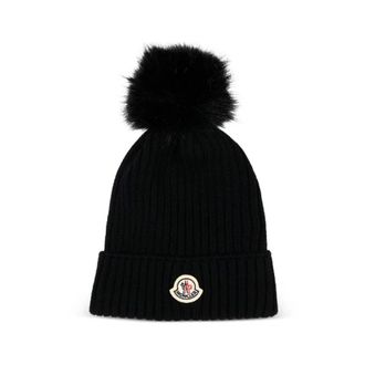 Moncler Homme, Accessoires, Noir, Taille: L Bonnet en laine avec pompon