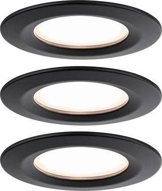 Paulmann 93081 Nova Plus LED Einbauleuchte inkl. Coin Basisset starr IP44 rund 78mm 3x6W 230V dimmbar 2700K Schwarz matt Spot Einbaustrahler