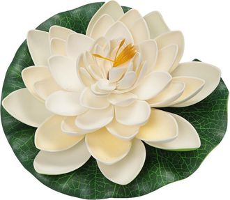 Healifty K&uuml;nstliche Lotusbl&auml;tter und Lotusblumen Satz Schwimmende Pflegeleichte Seerosen Dekoration aus Kunststoff 10 Lotusbl&auml;tter 5 Bl&uuml;ten f&uuml;r Teich Aquarium 